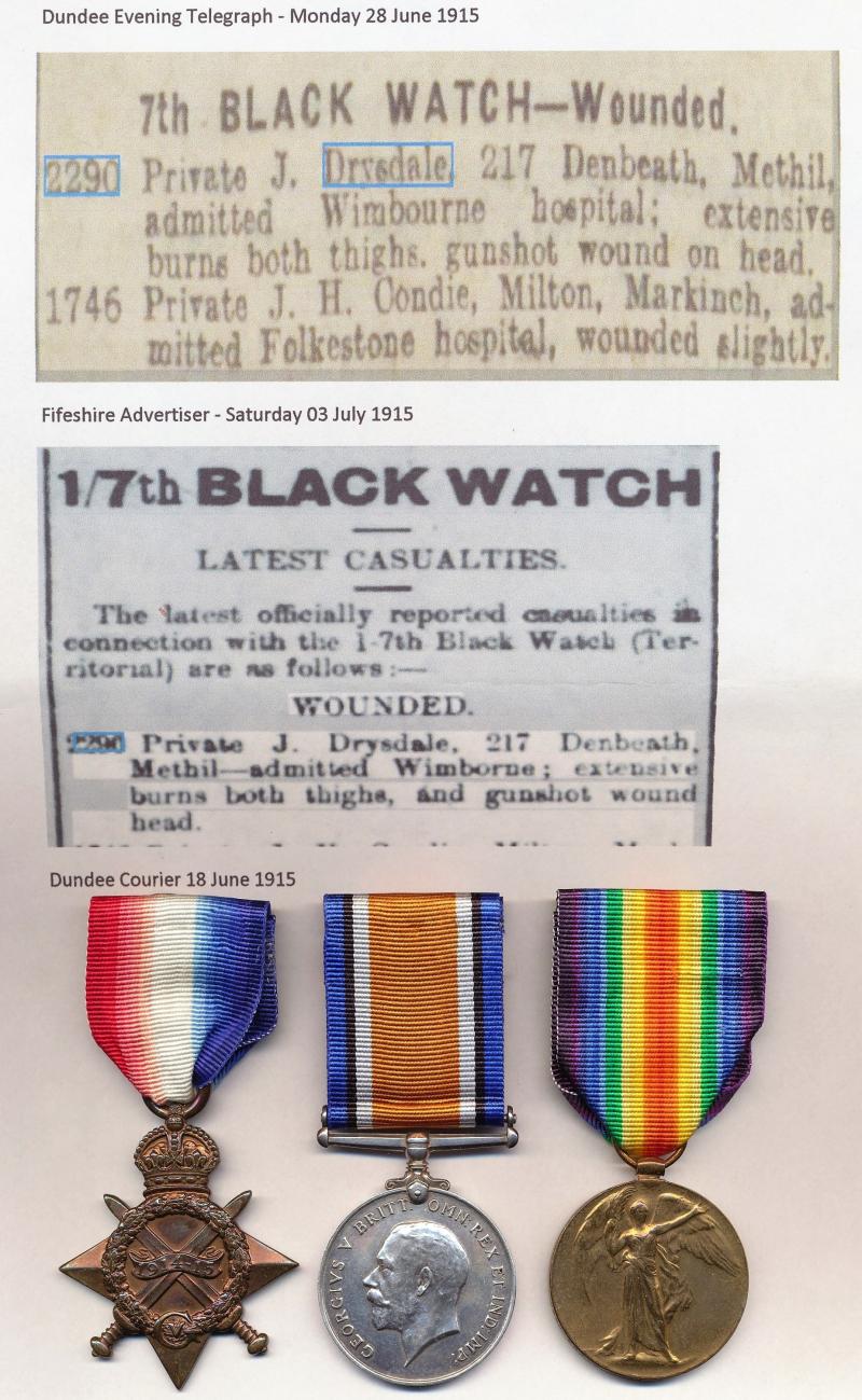Aberdeen Medals | A well documented 'Methil' Jock's Great War 'Casualty' campaign medal group of ...