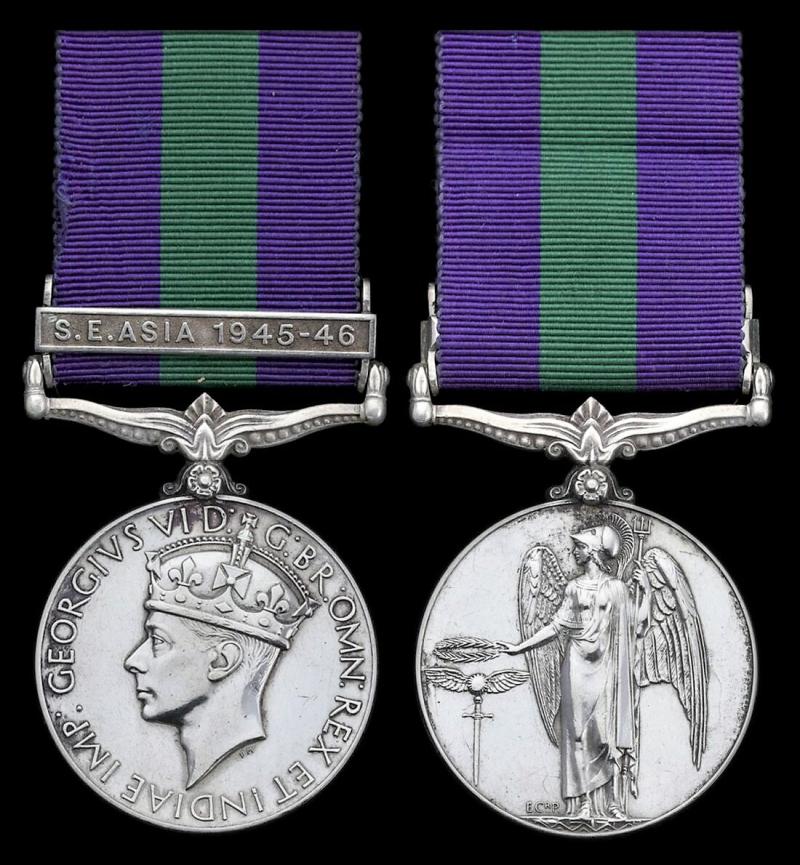 Aberdeen Medals | General Service 1918-62, 1 clasp, S. E. Asia 1945-46 ...
