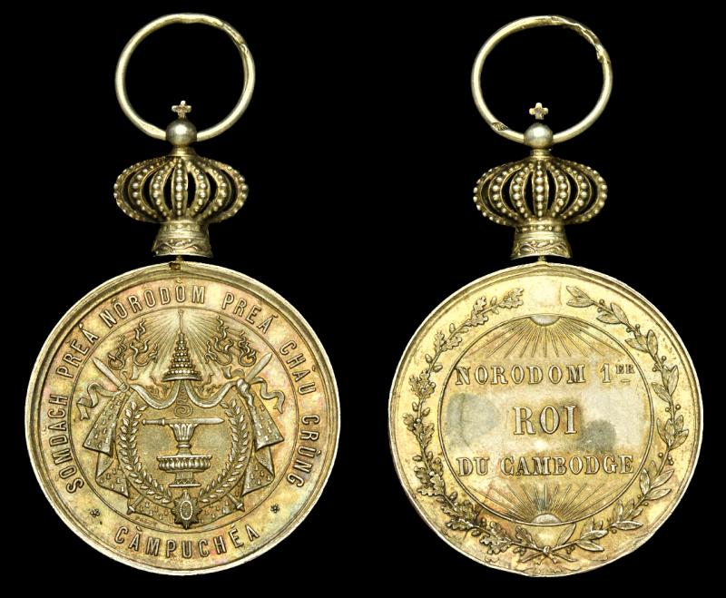 Aberdeen Medals | Cambodia (Kingdom): King Norodom I. Gold (gilt) Medal ...