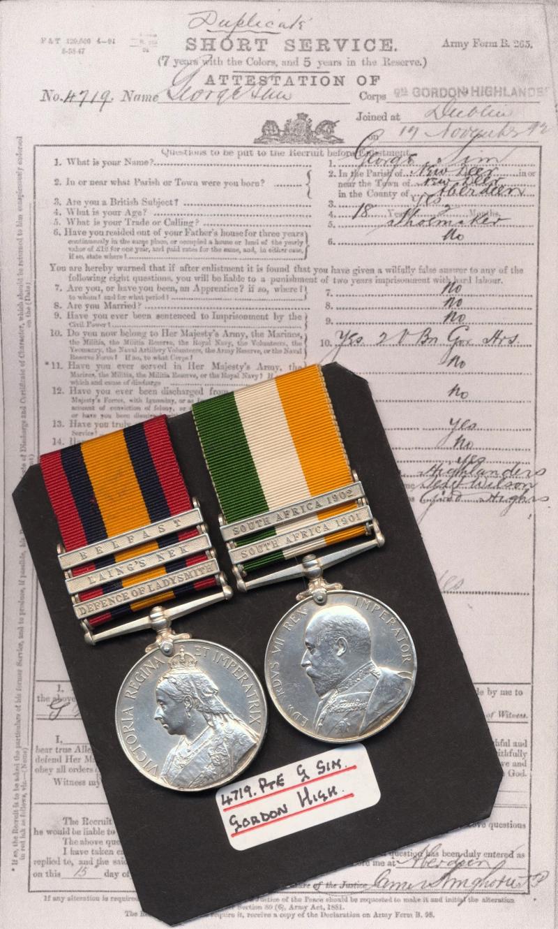 Aberdeen Medals | A 'New Deer' Jock's South African War campaign medal pair: Private George Sim ...