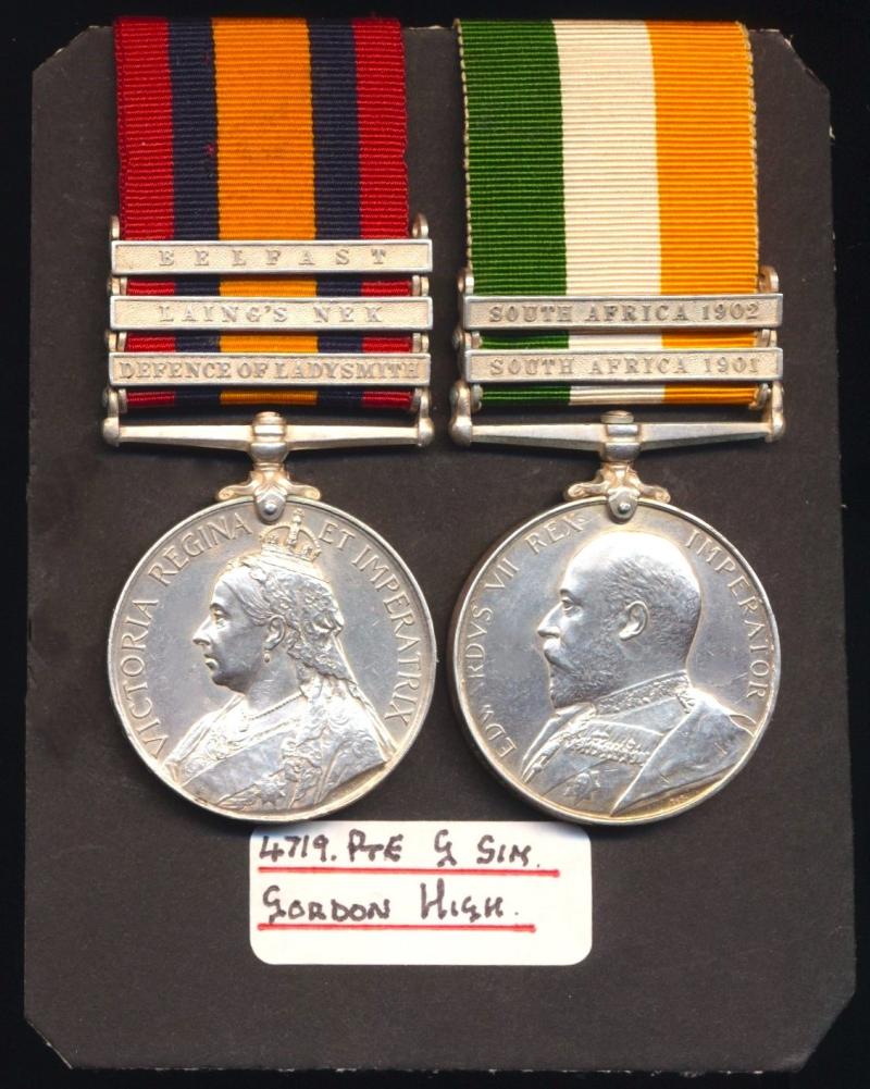 Aberdeen Medals | A 'New Deer' Jock's South African War campaign medal pair: Private George Sim ...