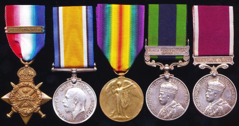 Aberdeen Medals | A 1914 Casualty, North West Frontier & Long Service group of 5 to a Jock who ...