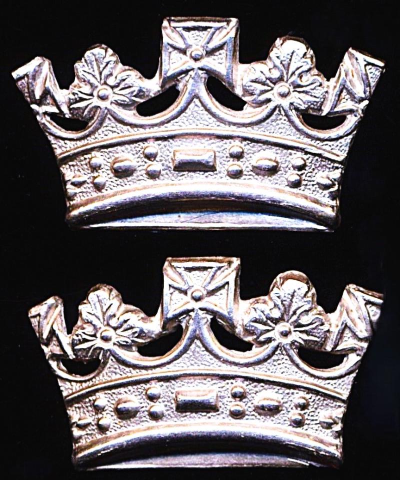 Aberdeen Medals | Royal Irish Fusiliers: Pair of white metal Coronet's ...